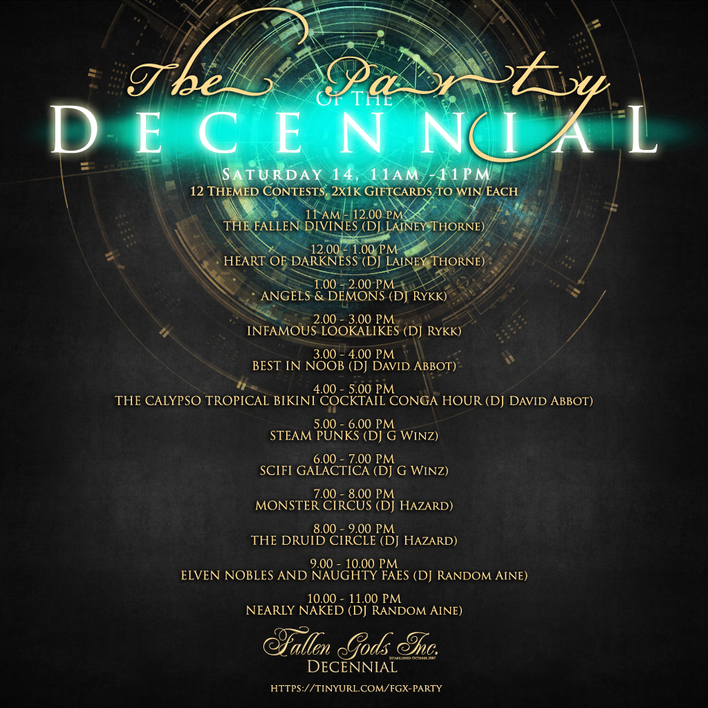 What shall I do today? Part 3 – The Fallen Gods Decennial Party! – Prim ...